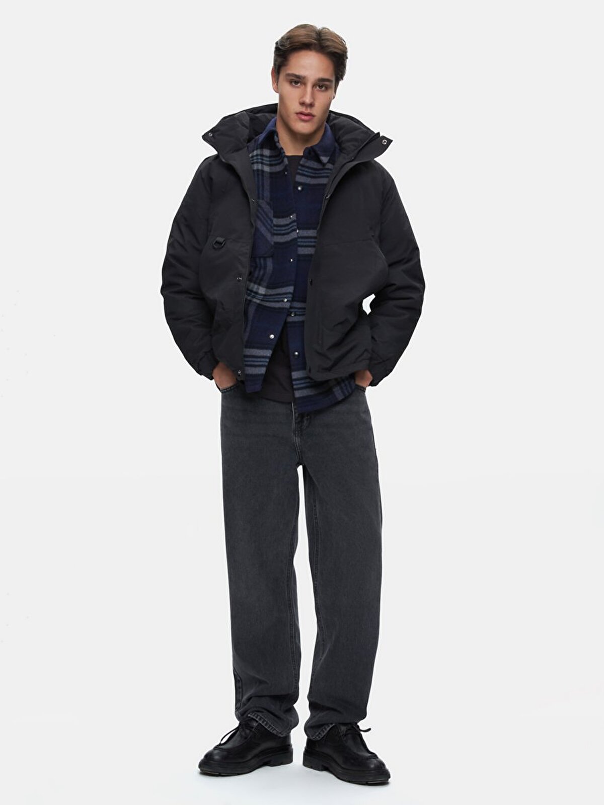 With Hood Technical Black Coat | Jackets & Coats | MEN · LTB